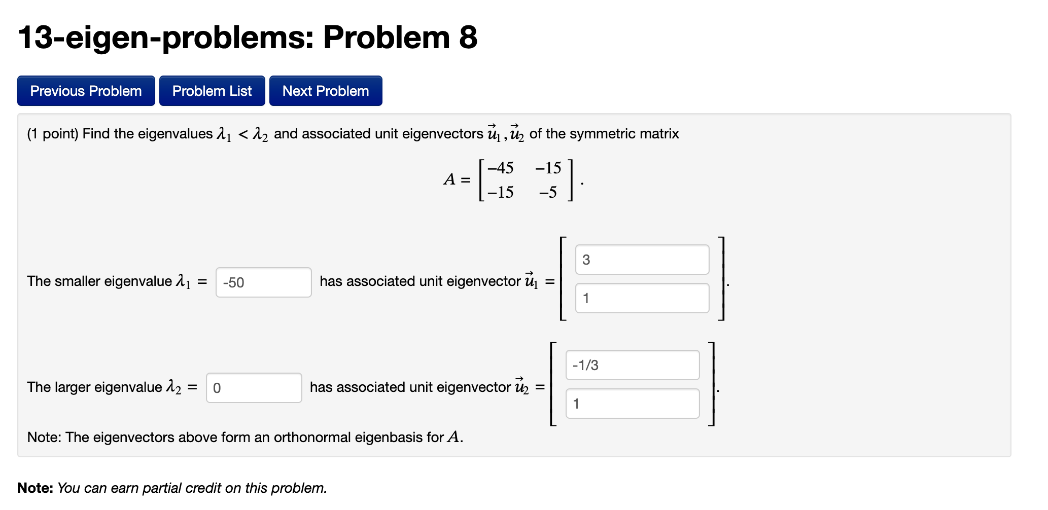 Solved (1 ﻿point) ﻿Find the eigenvalues λ1