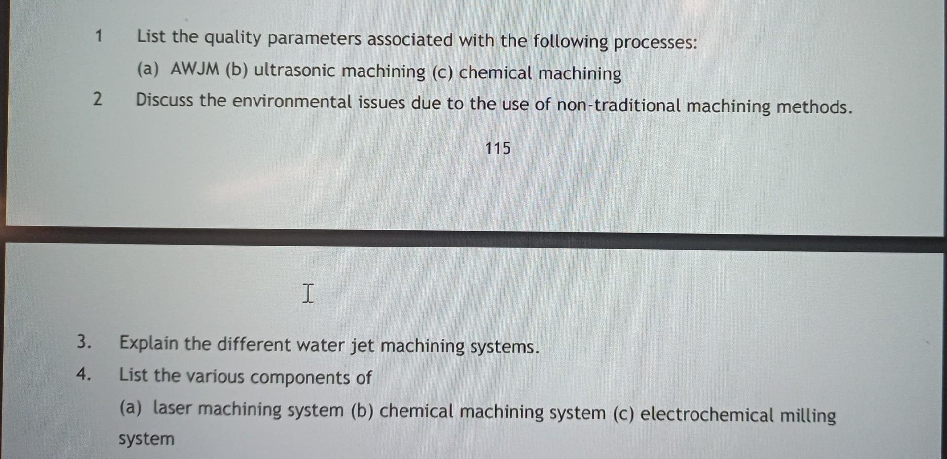 Solved 1 List the quality parameters associated with the | Chegg.com