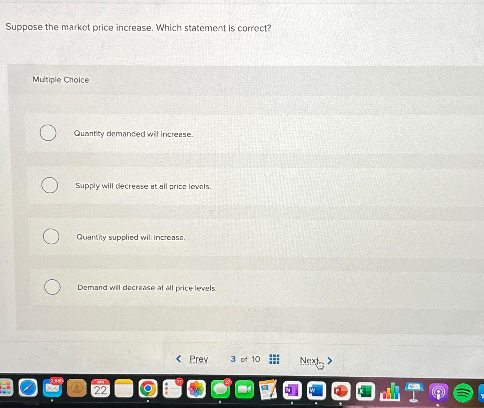 Solved Suppose the market price increase. Which statement is | Chegg.com