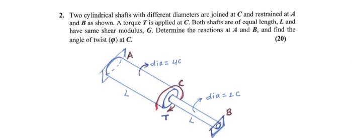 2. Two cylindrical shafts with different diameters | Chegg.com