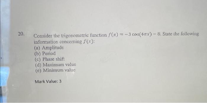 Solved Consider the trigonometric function | Chegg.com