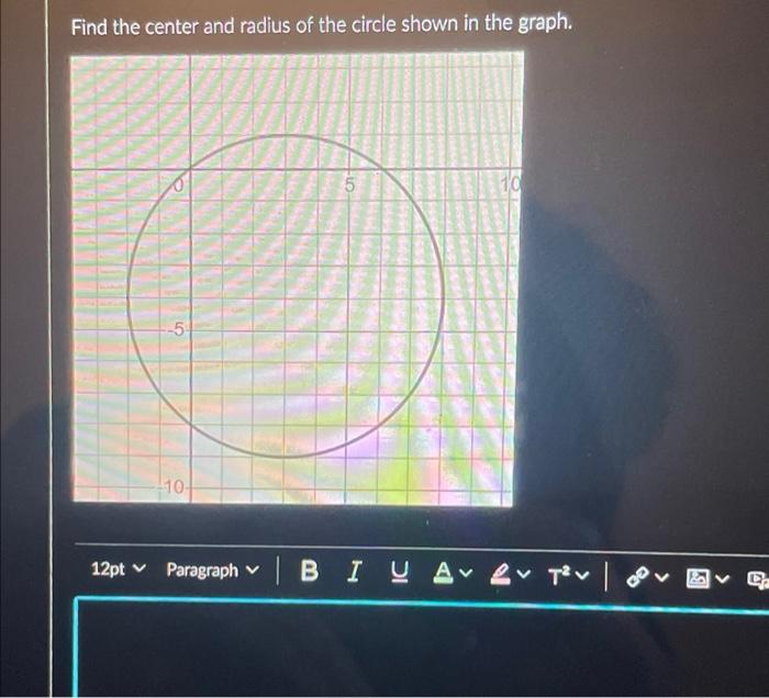 Solved Find the center and radius of the circle shown in the | Chegg.com