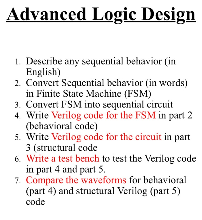 Advanced Logic Design 1. Describe any sequential | Chegg.com