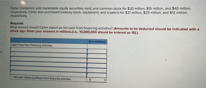 Solved Carter Containers sold marketable equity securities, | Chegg.com