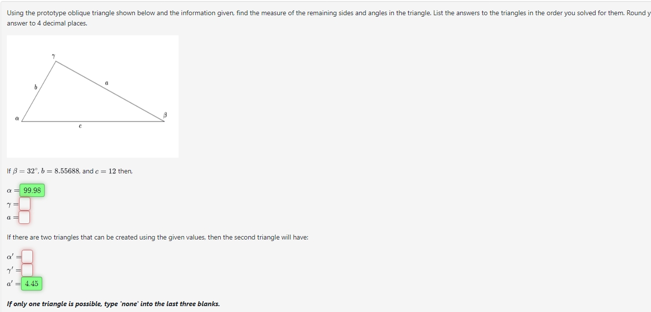 Solved Using the prototype oblique triangle shown below and | Chegg.com
