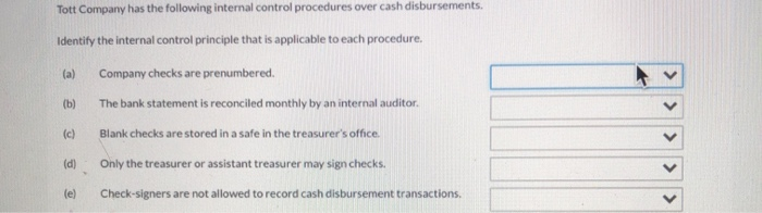 Solved Tott Company has the following internal control | Chegg.com