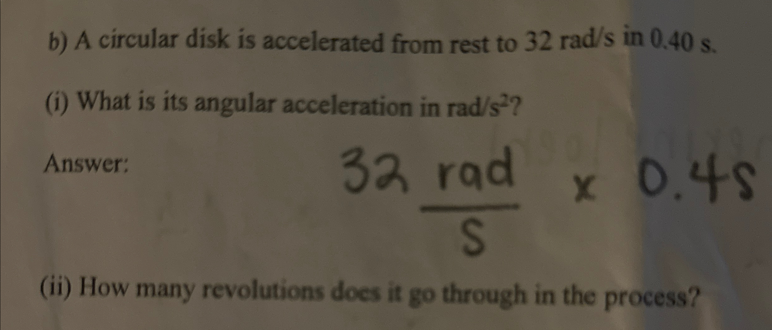Solved b) ﻿A circular disk is accelerated from rest to | Chegg.com