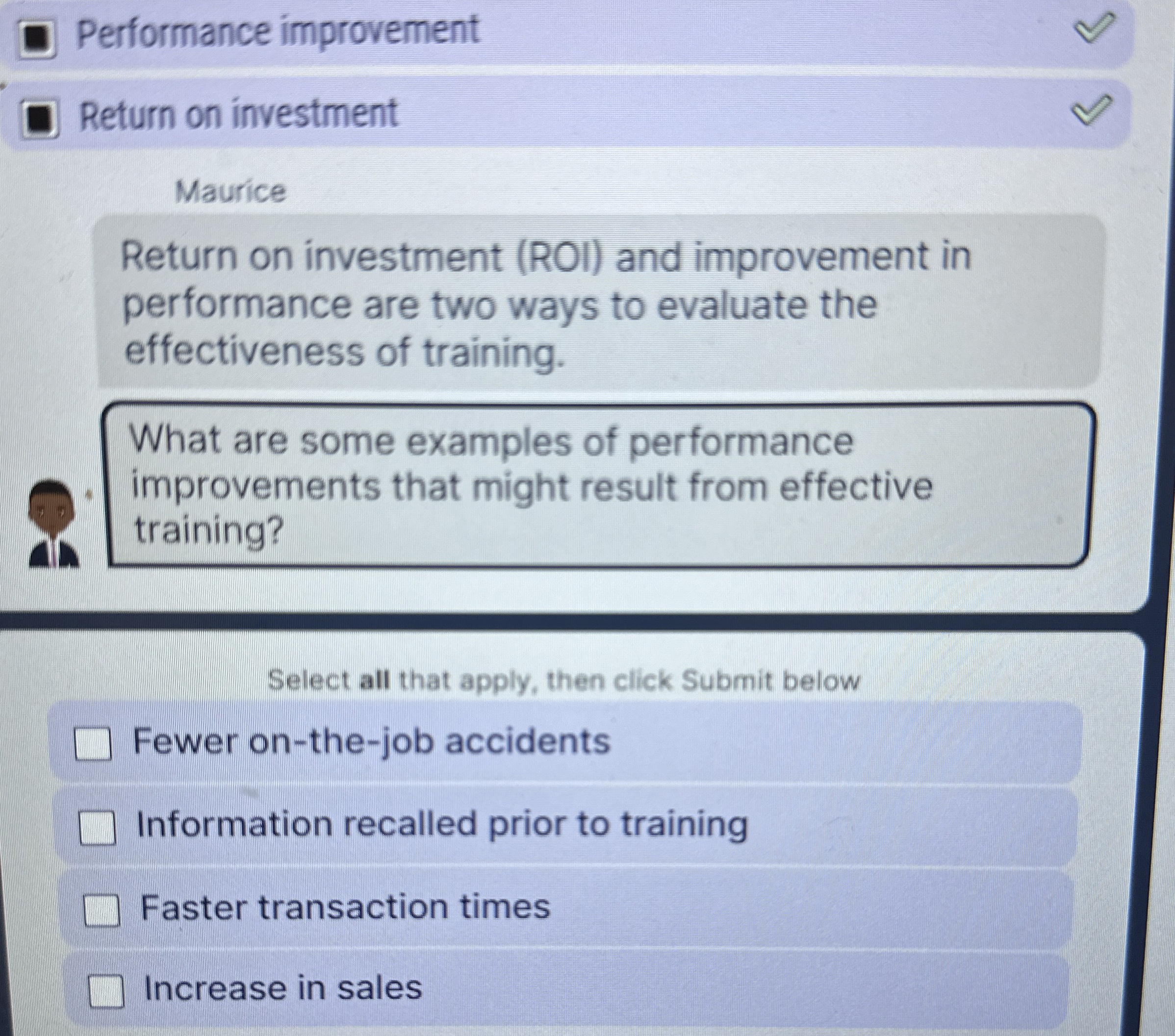 Solved Performance improvementReturn on | Chegg.com