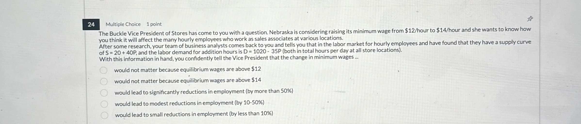 Solved 24 ﻿Multiple Choice 1 ﻿pointThe Buckle Vice President | Chegg.com