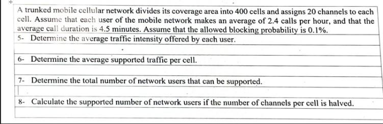 Solved A trunked mobile cellular network divides its | Chegg.com