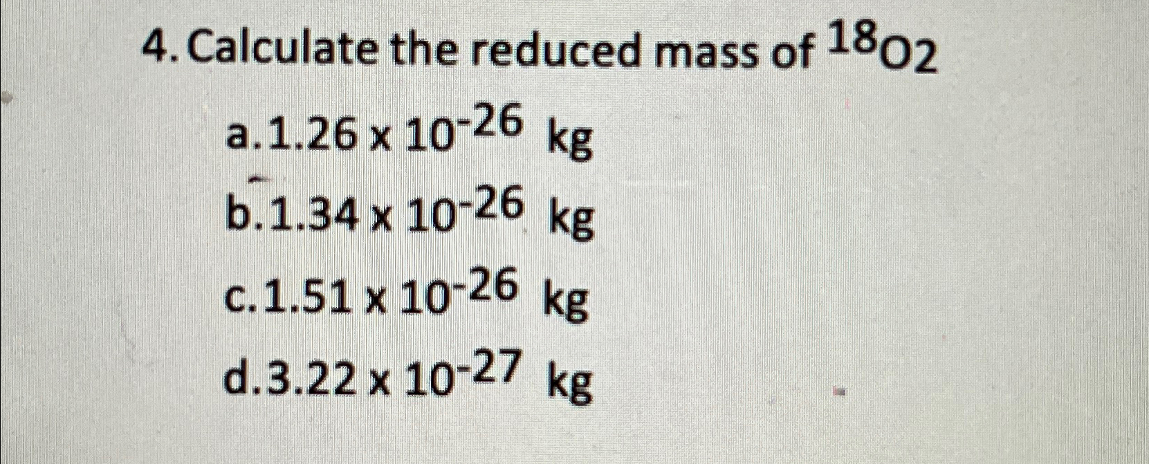 Solved Calculate the reduced mass of | Chegg.com