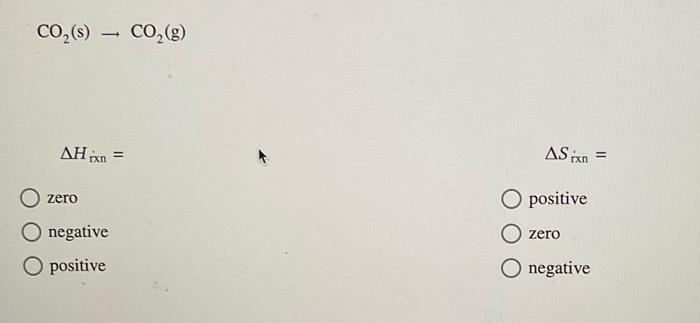 Solved r the given processes, determine if ΔHrxn and ΔSrxn | Chegg.com