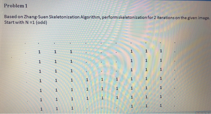 Problem 1 Based on Zhang-Suen Skeletonization | Chegg.com