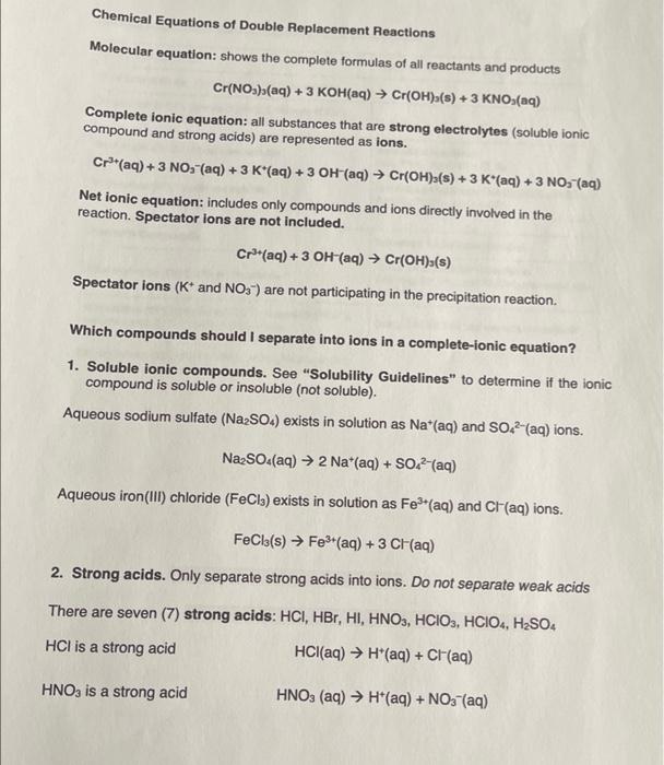 Solved Laboratory 5. Double Replacement Reactions - | Chegg.com
