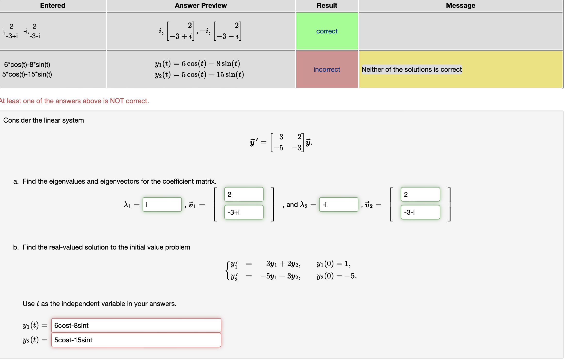Solved Consider the linear systemvec(y)'=[32-5-3]vec(y)a. | Chegg.com