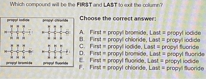 Solved Which compound will be the FIRST and LAST to exit the | Chegg.com