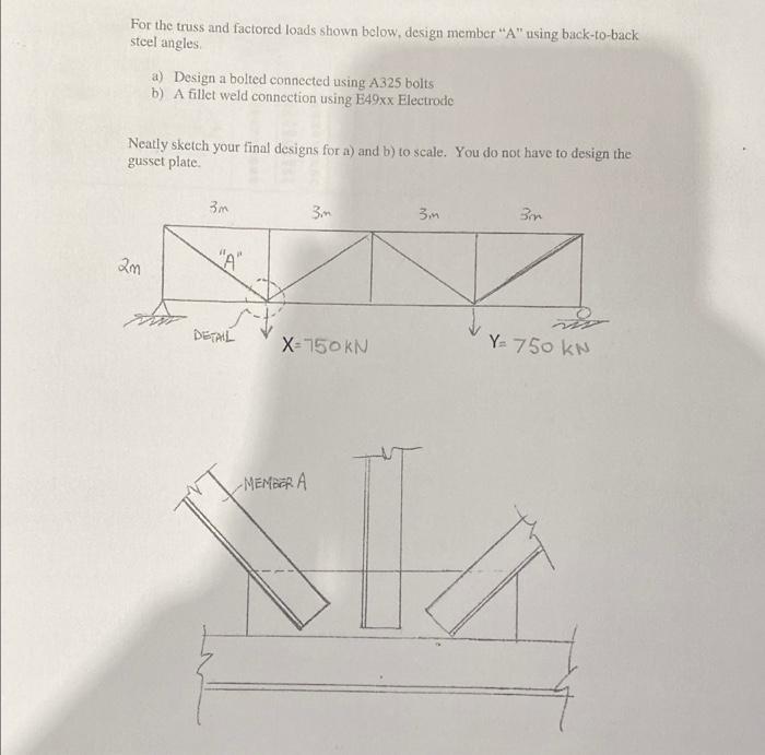 Solved For the truss and factored loads shown below.design | Chegg.com