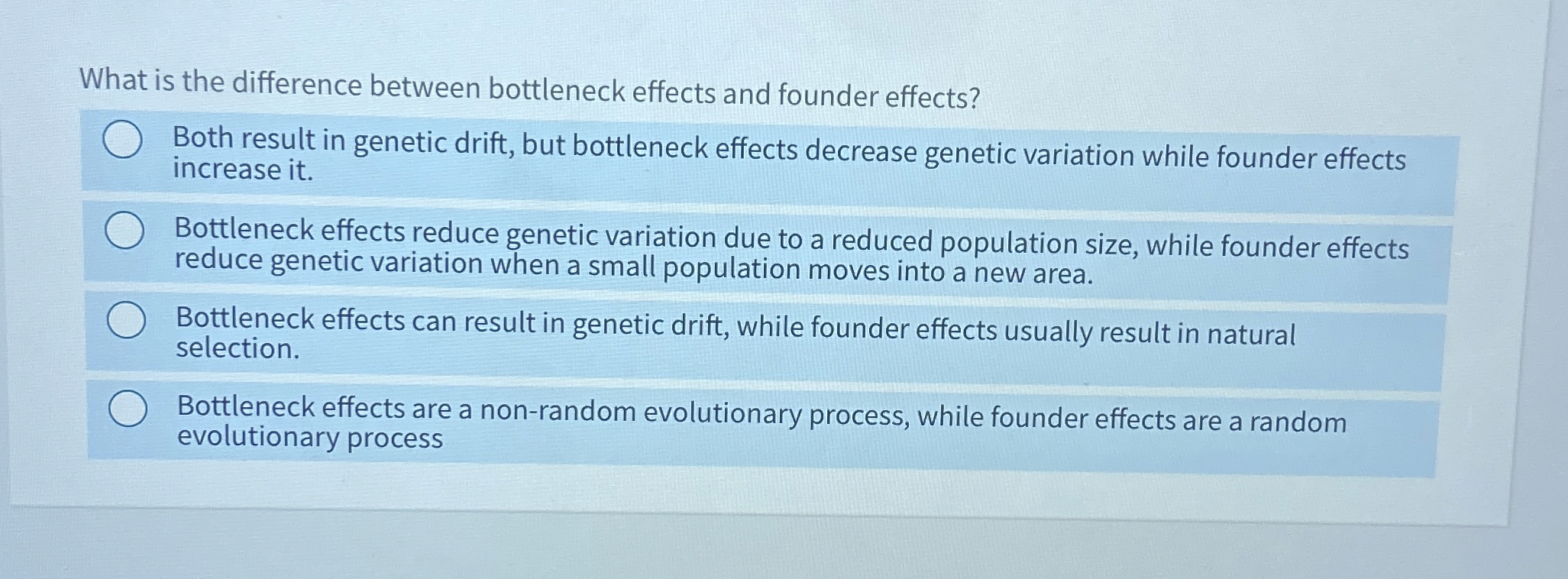 Solved What is the difference between bottleneck effects and | Chegg.com