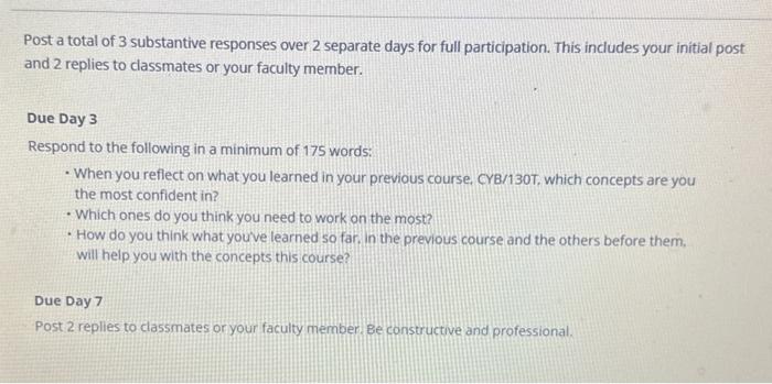 Solved Post a total of 3 substantive responses over 2 | Chegg.com