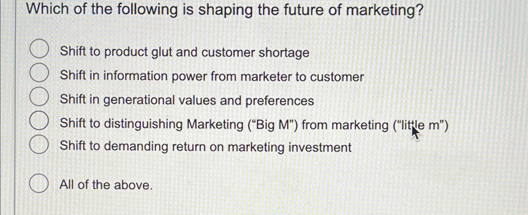 Solved Which of the following is shaping the future of | Chegg.com