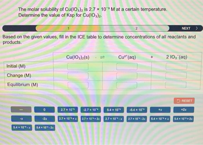 Solved The molar solubility of Cu(IO3)2 is 2.7 * 10M at a | Chegg.com