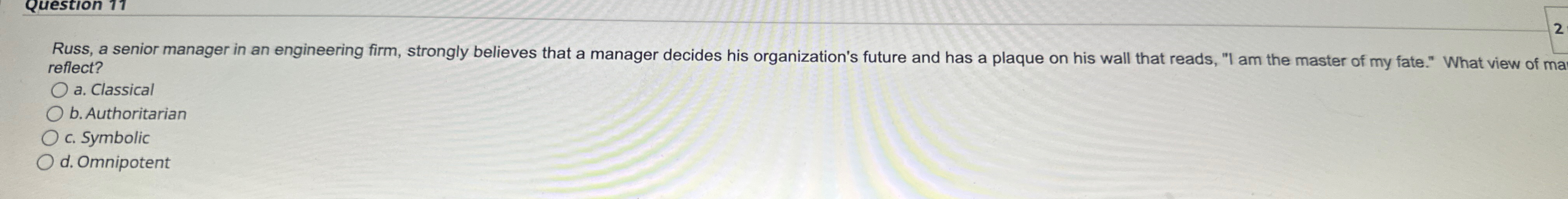 Solved reflect?a. ﻿Classicalb. ﻿Authoritarianc. ﻿Symbolicd. | Chegg.com
