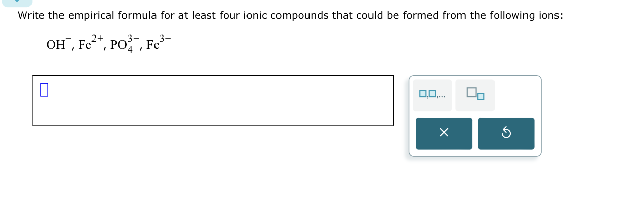 Solved Write the empirical formula for at ﻿least four ionic | Chegg.com