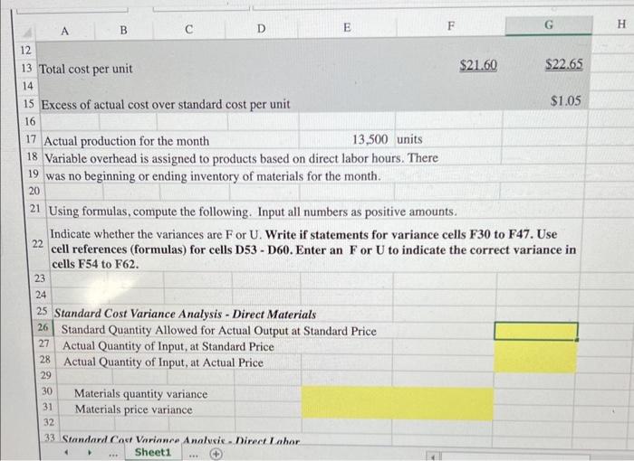Solved 1. Compute the direct materials price and quantity | Chegg.com