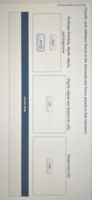 Solved classify, each substance based on the intermolecular | Chegg.com