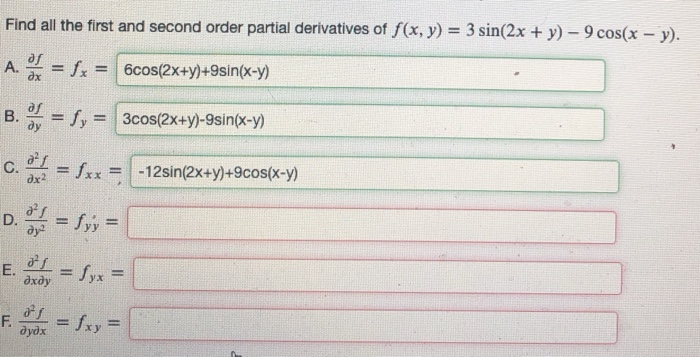 Solved Find all the first and second order partial | Chegg.com