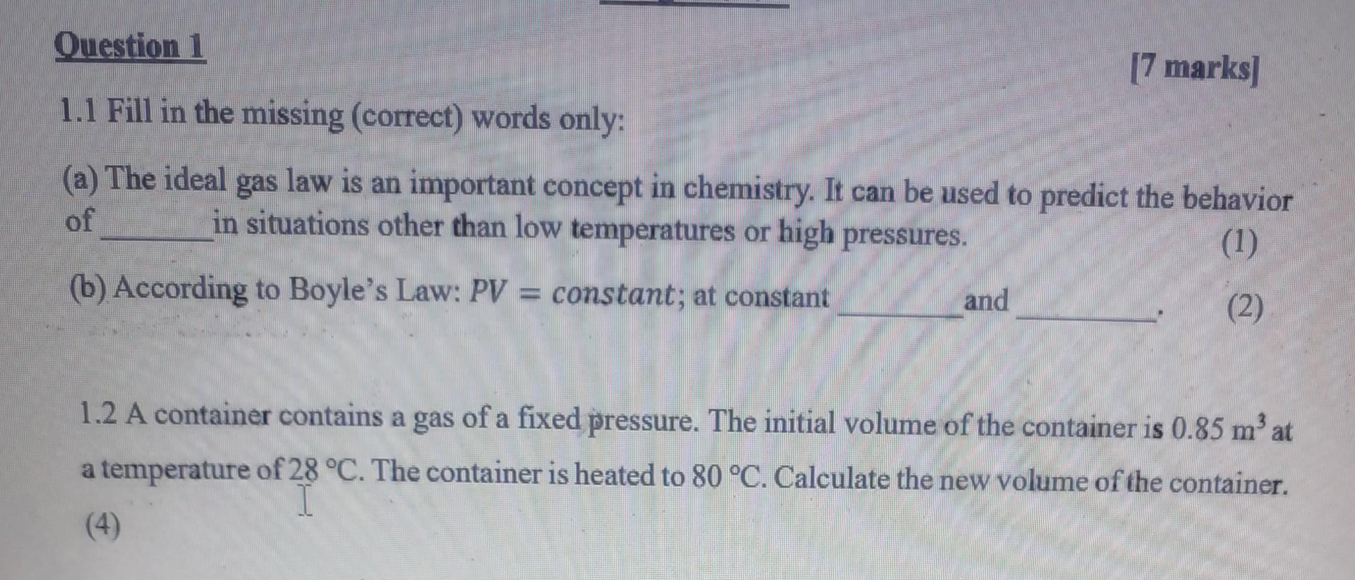 Solved 1.1 Fill in the missing (correct) words only: (a) The | Chegg.com