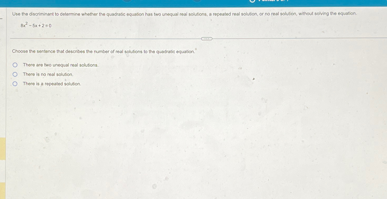 Solved Use the discriminant to determine whether the | Chegg.com