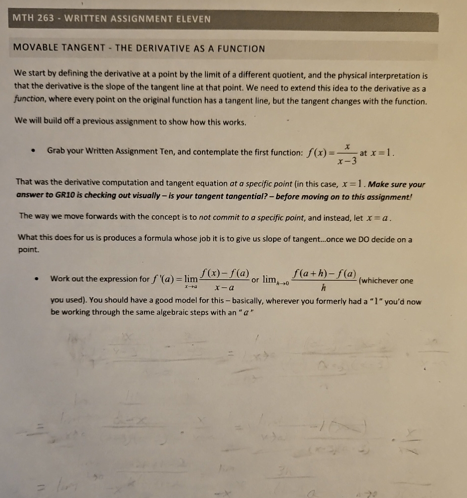 Solved MTH 263 - ﻿WRITTEN ASSIGNMENT ELEVENMOVABLE TANGENT - | Chegg.com