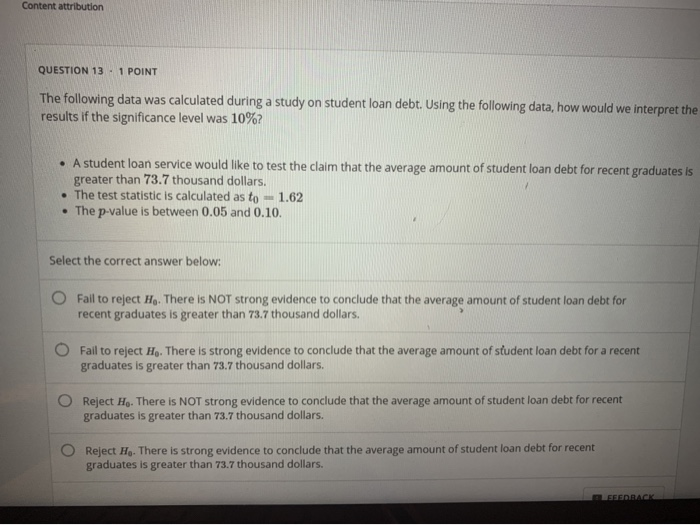 Solved Content attribution QUESTION 13. 1 POINT The | Chegg.com