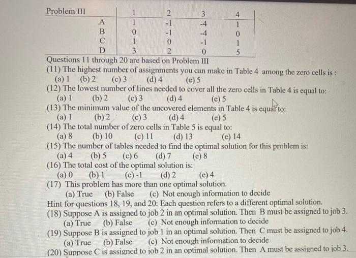 Solved Questions 11 througn ∠U are based on Problem III (11) | Chegg.com