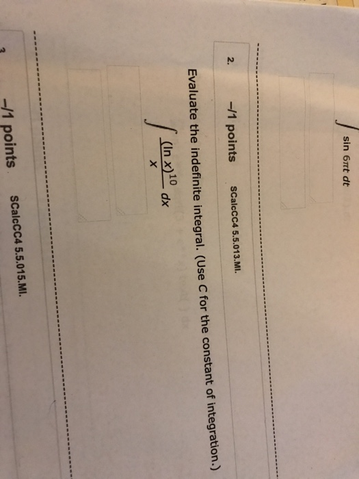 Solved sin 6t dt -/1 points ScalcCC4 5.5.013.MI. Evaluate | Chegg.com Solved sin 6t dt -/1 points ScalcCC4 5.5.013.MI. Evaluate | Chegg.com