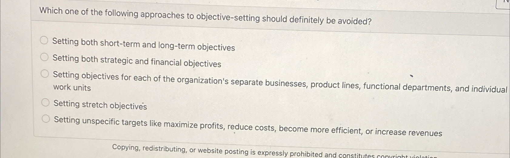 Solved Which one of the following approaches to | Chegg.com