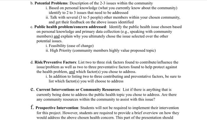 Mini Community Health Assessment Description: | Chegg.com