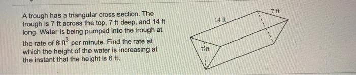 Solved 7f 14 It A trough has a triangular cross section. The | Chegg.com