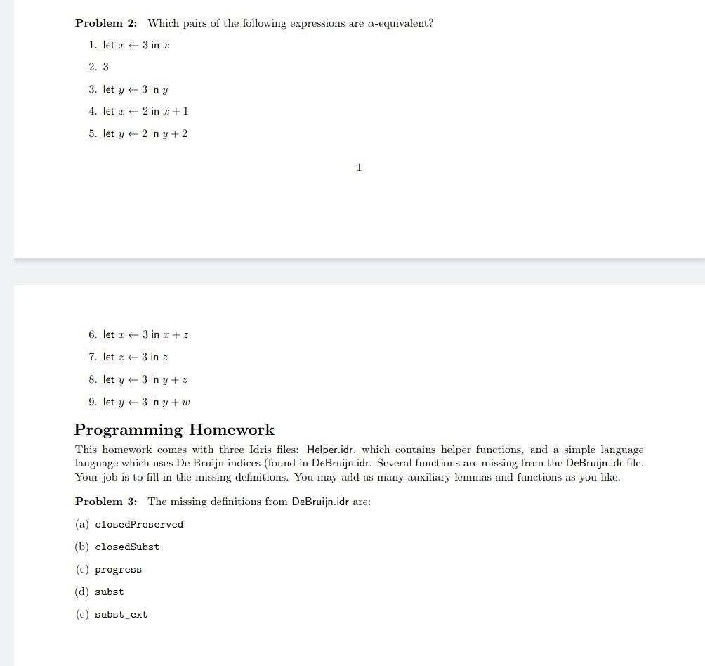 Problem 2: Which pairs of the following expressions | Chegg.com