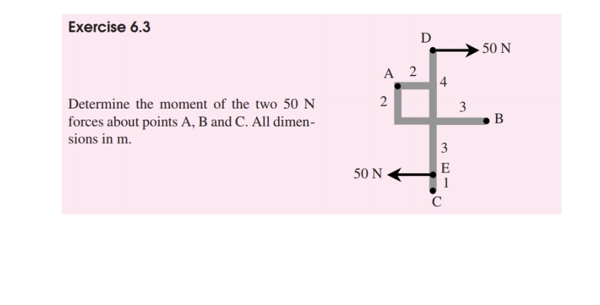 Solved Exercise 6.3Determine the moment of the two 50N | Chegg.com