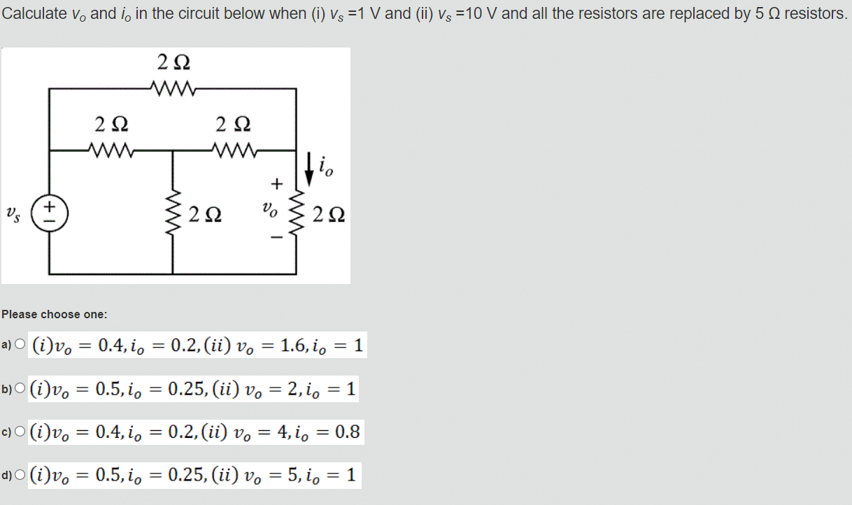 Solved Calculate vo ﻿and i0 ﻿in the circuit below when | Chegg.com