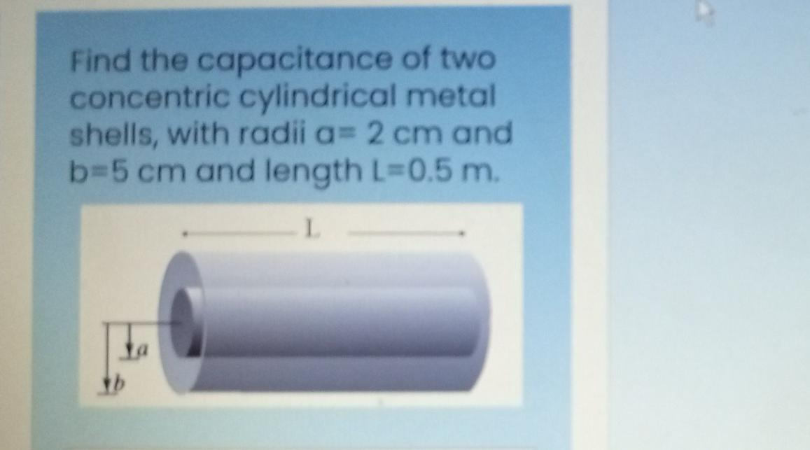 Solved Find the capacitance of two concentric cylindrical | Chegg.com