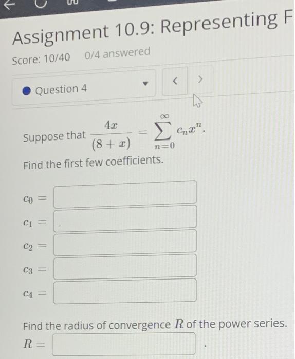 Solved Assignment 10.9: Representing Score: 10/400/4 | Chegg.com