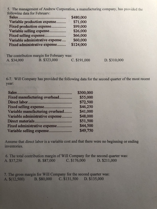 Solved 5. The management of Andrew Corporation, a | Chegg.com
