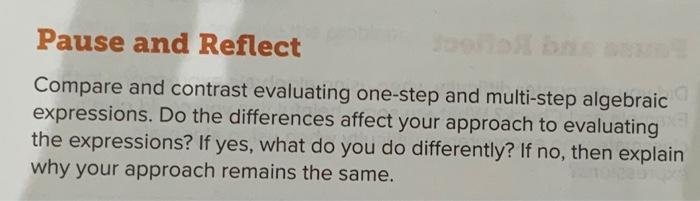 Solved Pause and Reflect Compare and contrast evaluating | Chegg.com