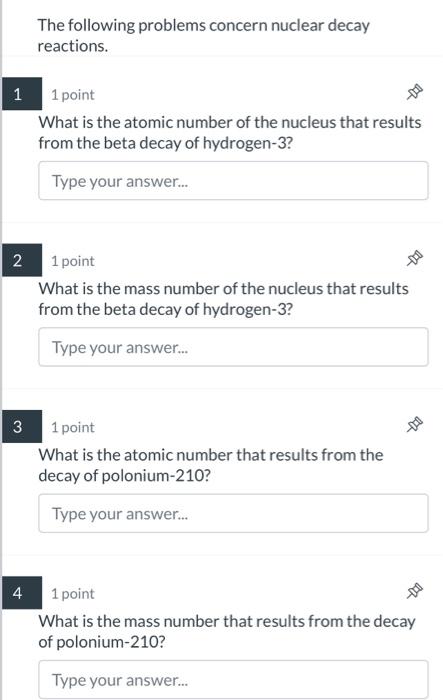 Solved The following problems concern nuclear decay | Chegg.com