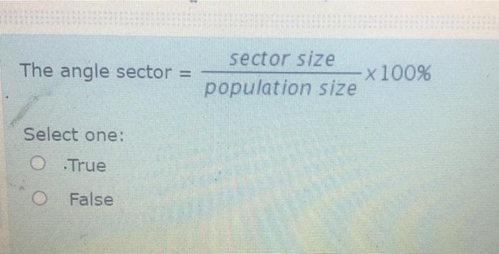 Solved The angle sector = sector size x 100% population size | Chegg.com