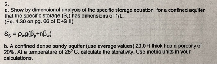 Solved a. Show by dimensional analysis of the specific | Chegg.com