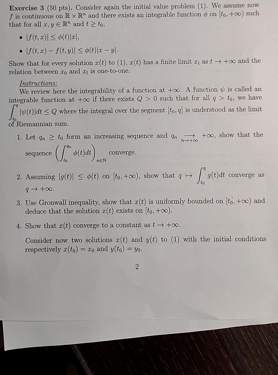 Exercise 3(50pts). Consider again the initial value | Chegg.com Exercise 3(50pts). Consider again the initial value | Chegg.com
